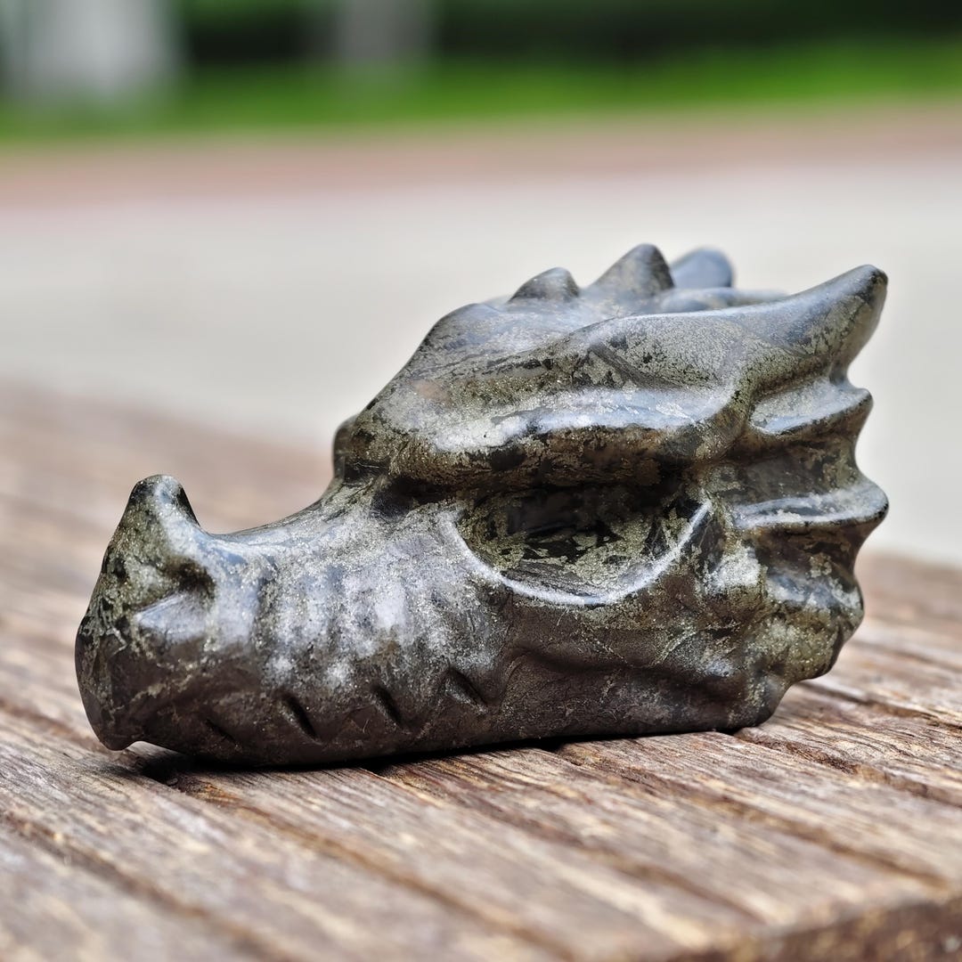 2.8" Natural Chalcopyrite Dragon Skull, Crystal Skull , Crystal Animal ...