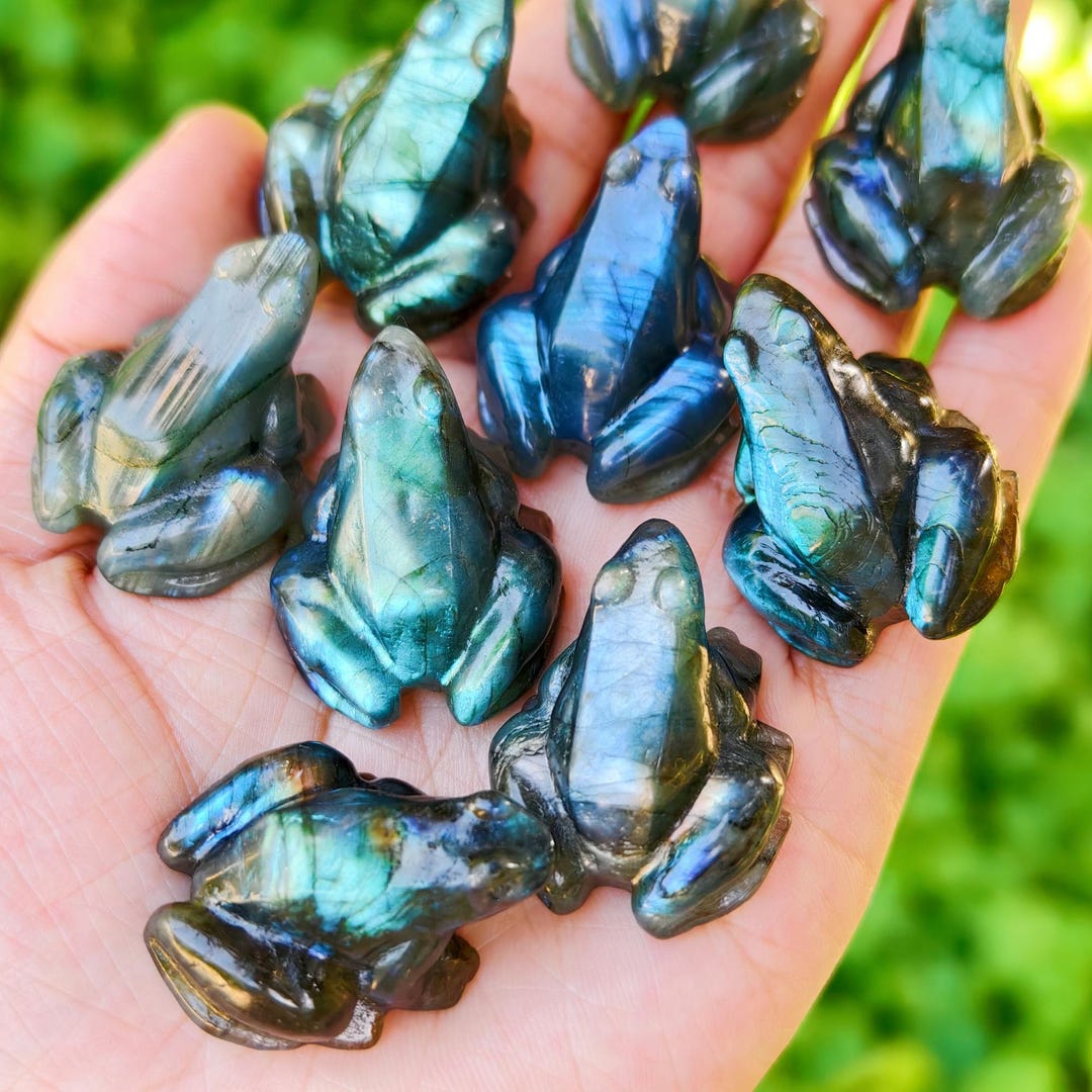 1.4inches Natural Labradorite Carved Frog , Quartz Crystal Carving ...