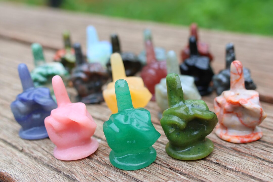 1.4" Natural Crystal Carved Mini Middle Finger ,crystal Middle Finger ...