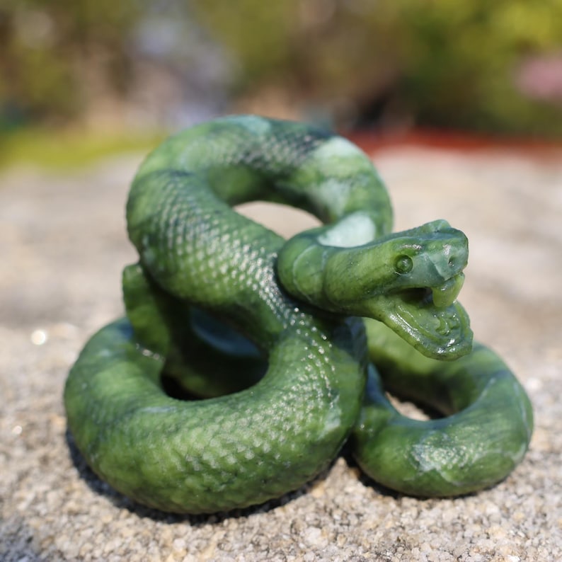 2.9inches Natural Jade Carved Snake, Quartz Crystal Carving, Snake ...