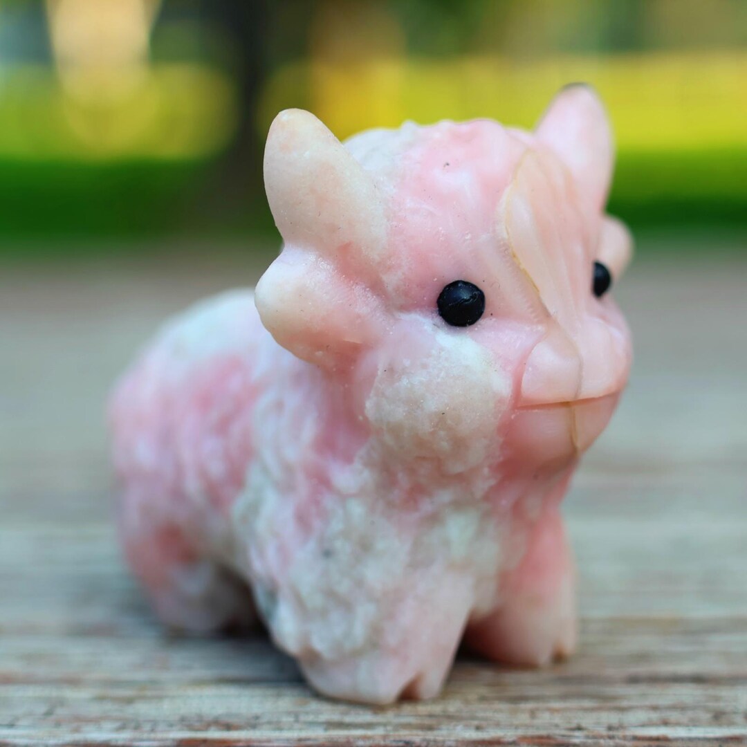 2inches Natural Pink Opal Carved Highland Cow, Quartz Crystal Carving ...