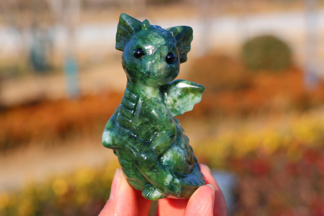 3.2inches Natural Jade Carved Dragon, Quartz Crystal Carving, Dragon ...
