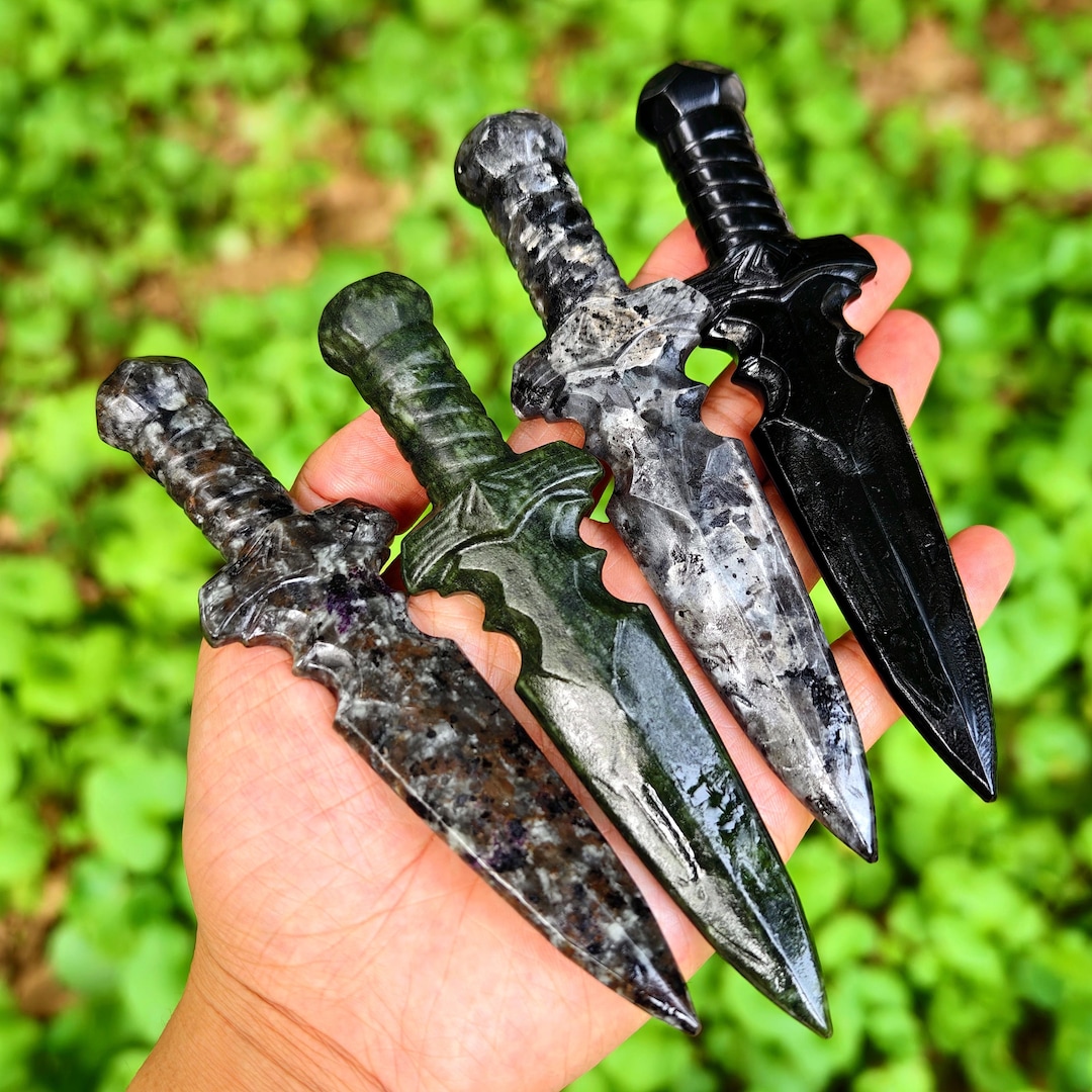 5.8" Natural Hand Carved Knife, Crystal Knife, Crystal Dagger, Crystal ...