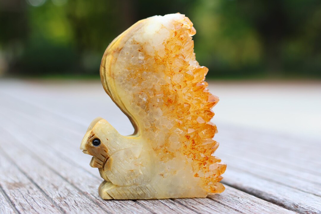 2inches Natural Cluster Squirrel, Quartz Crystal Carving, Squirrel ...