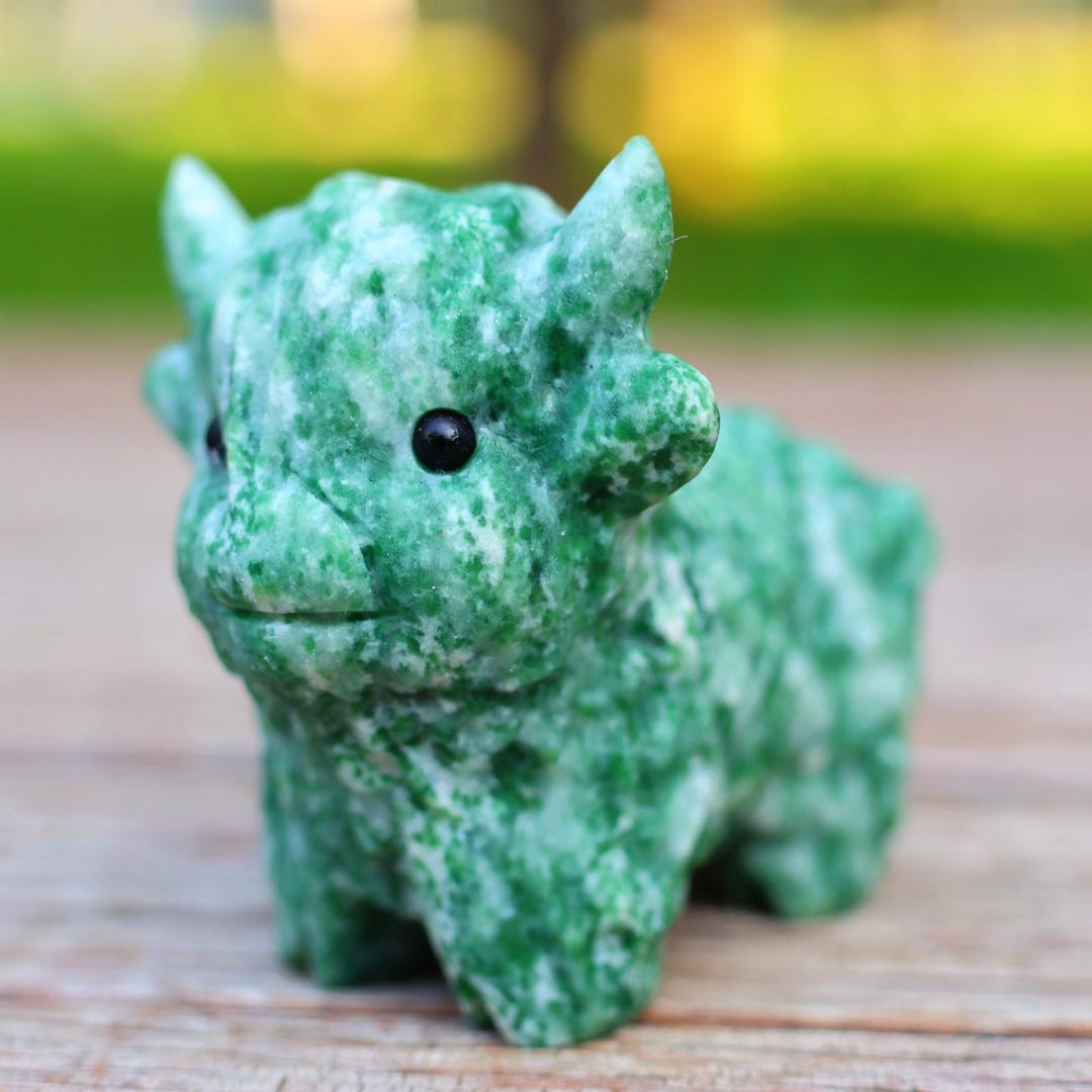 2inches Natural Qinghai Jade Carved Highland Cow, Quartz Crystal ...