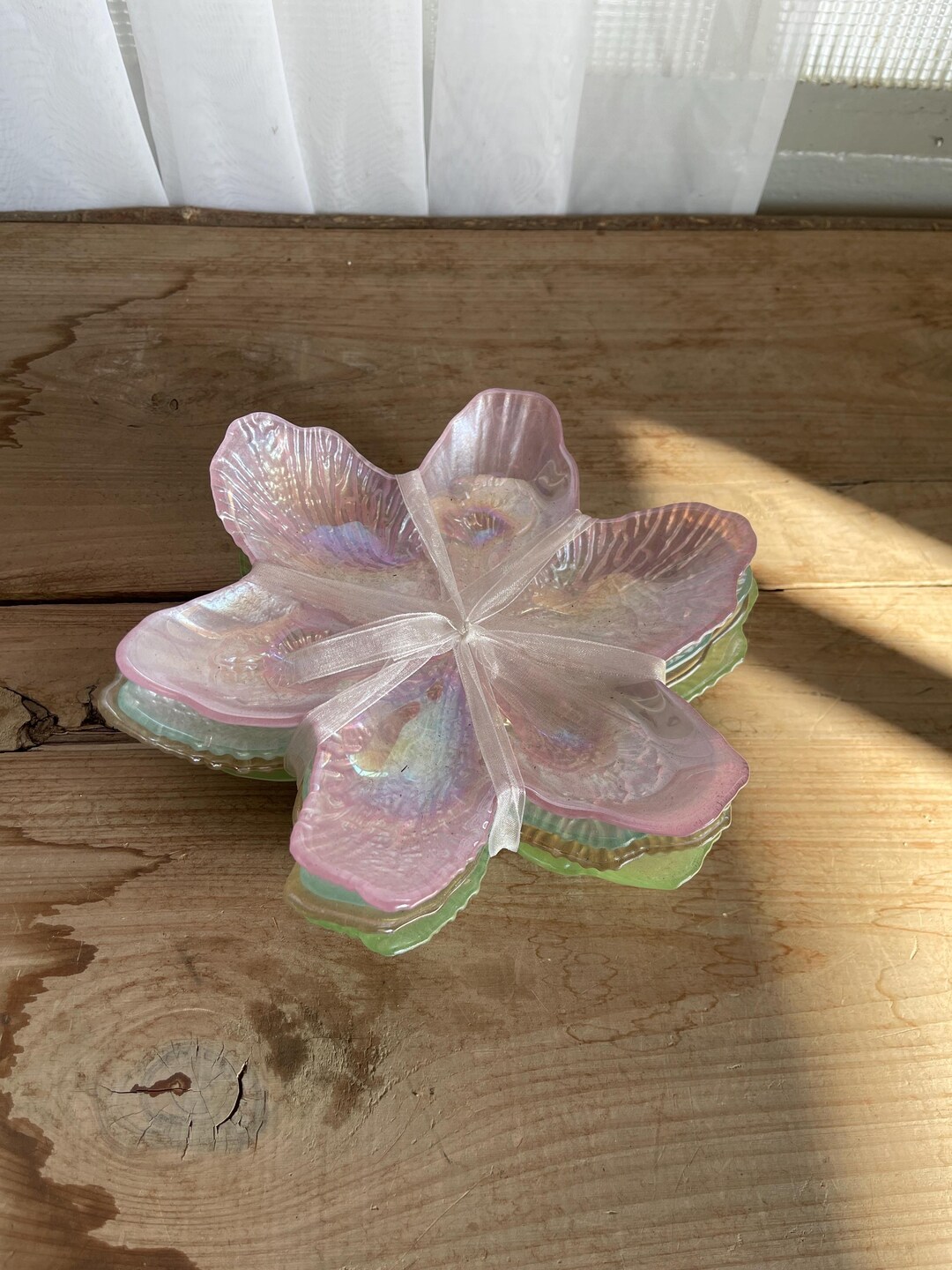 Set of 4 Flower-shaped Glass Plates – Elegant, Decorative Serveware for ...