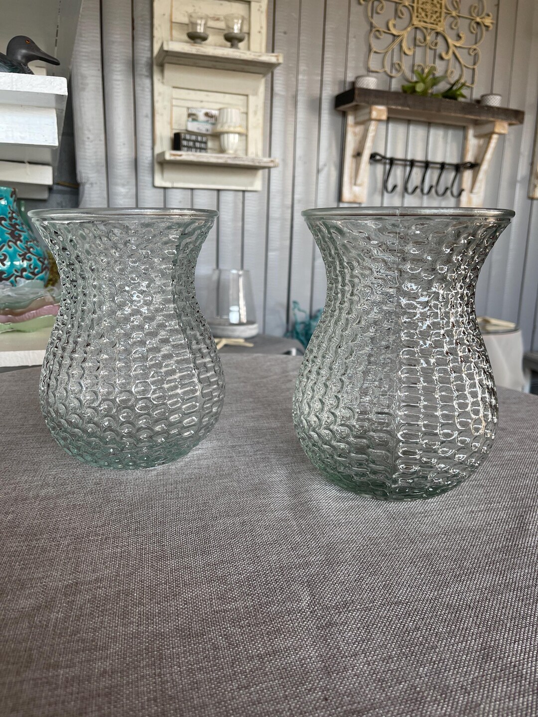 Vintage Textured Glass Vases – Set of 2 - Etsy
