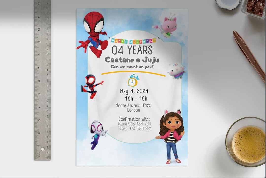 Editable Spidey & Gaby Birthday Invitation | Perfect for Siblings or ...