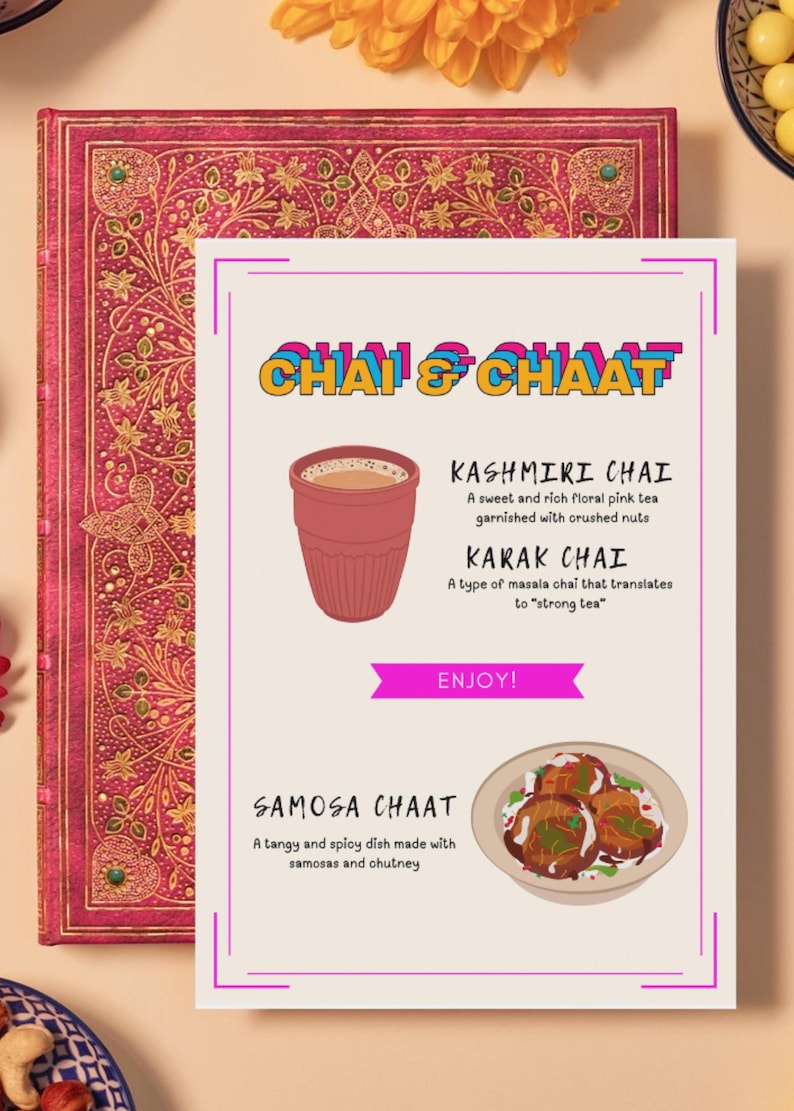 Chai Station Sign, Chaat Station Sign, Wedding Menu Card, Desi Wedding ...