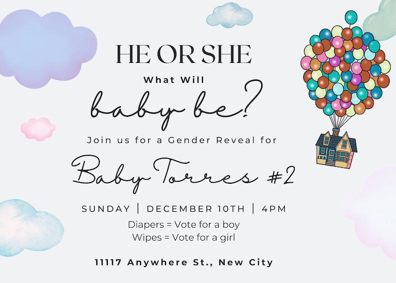 UP Gender Reveal Invitation/gender Reveal Invitation/up Baby Shower ...