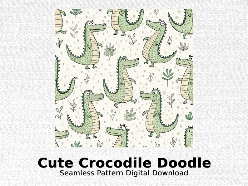 Cute Alligator Seamless Pattern, 12x12 Digital Download, Kids Fabric ...