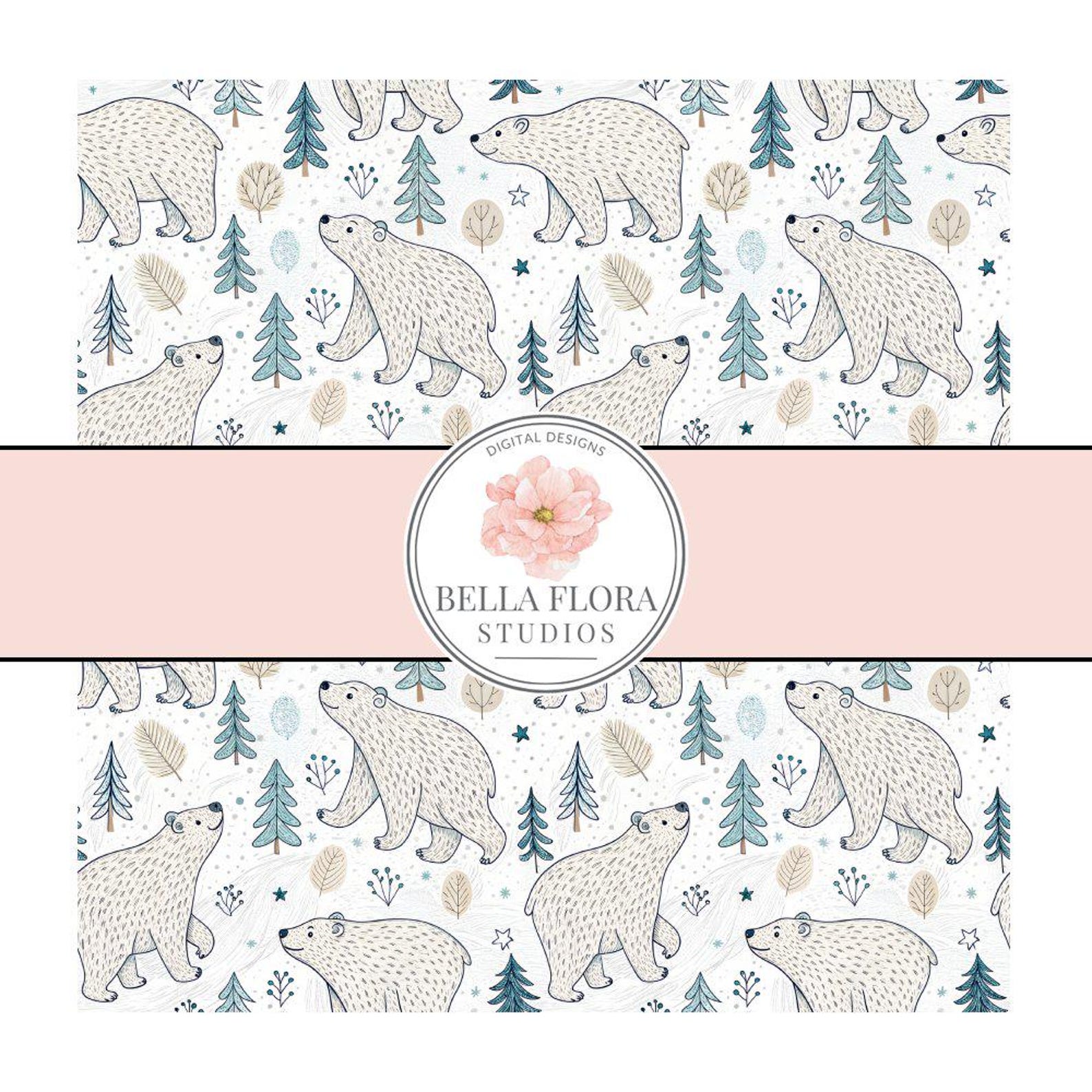 Polar Bear Seamless Pattern Digital, Winter Animals Texture, Cute Bear ...