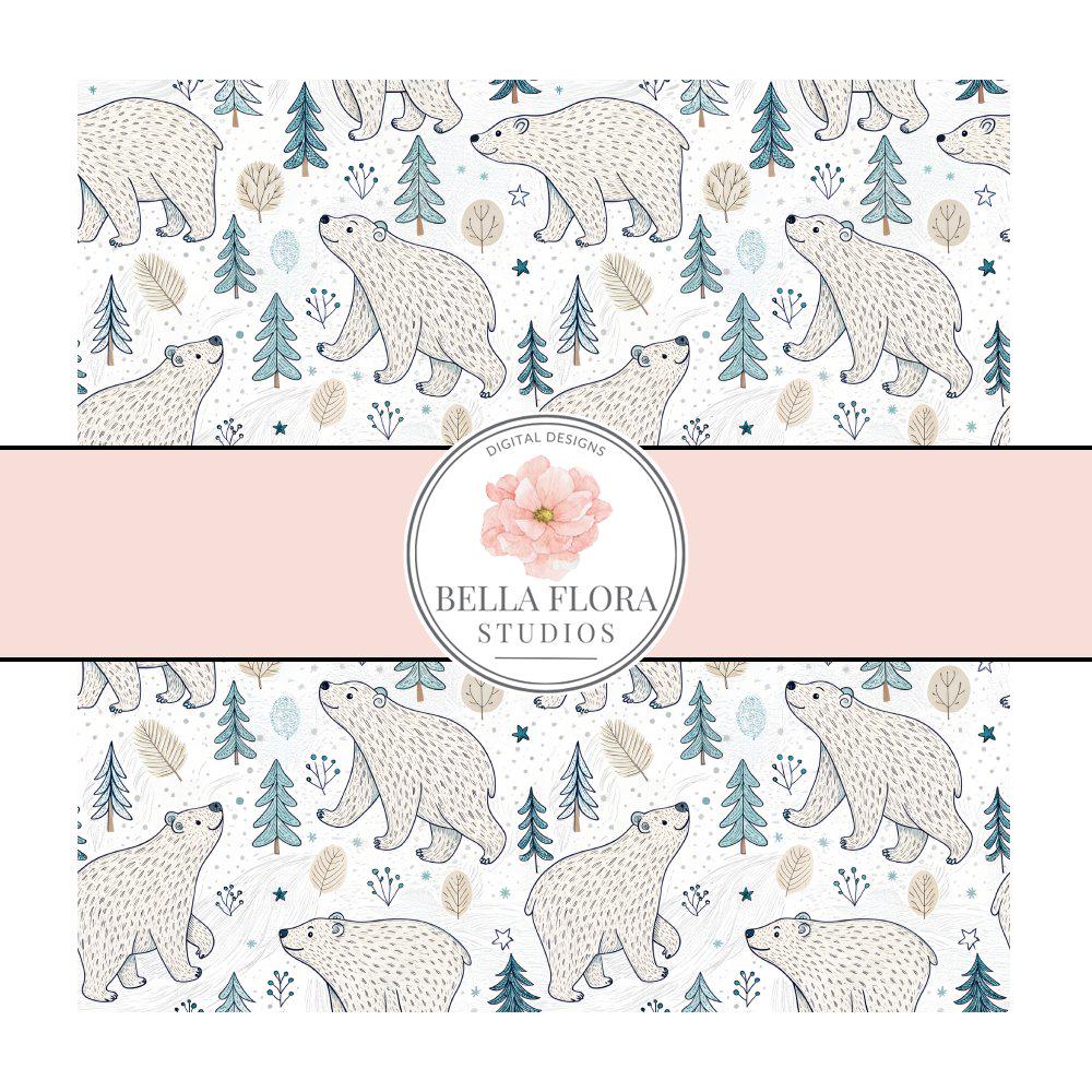 Polar Bear Seamless Pattern Digital, Winter Animals Texture, Cute Bear ...