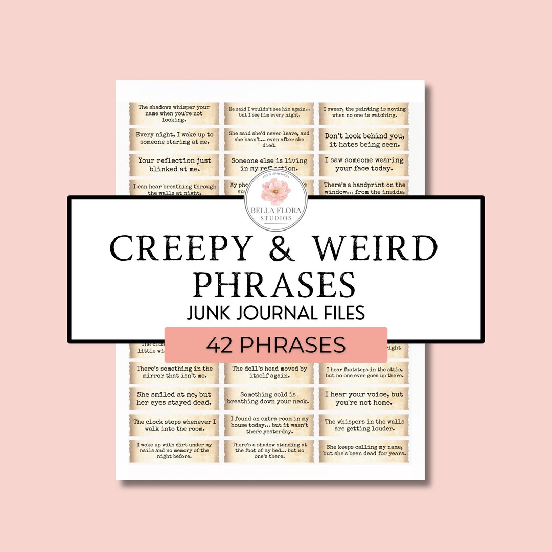 Creepy Junk Journal Phrases, Weird, Scary Quotes, Vintage Ephemera ...