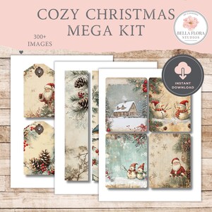 Cozy Christmas Junk Journal Kit, Shabby Vintage Christmas Ephemera, Art ...