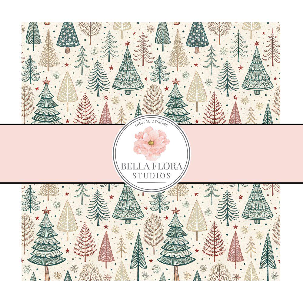 Christmas Tree Seamless Pattern, Holiday Digital Paper, Winter ...