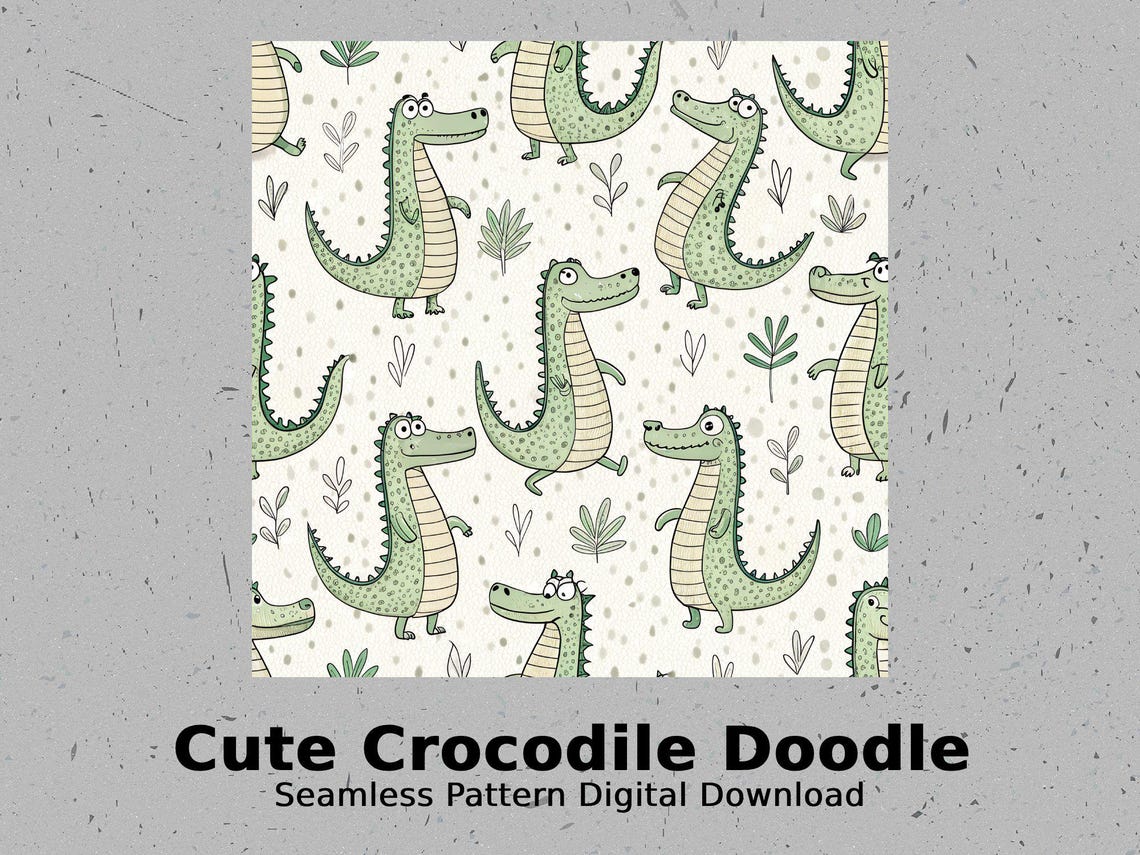 Cute Alligator Seamless Pattern, 12x12 Digital Download, Kids Fabric ...