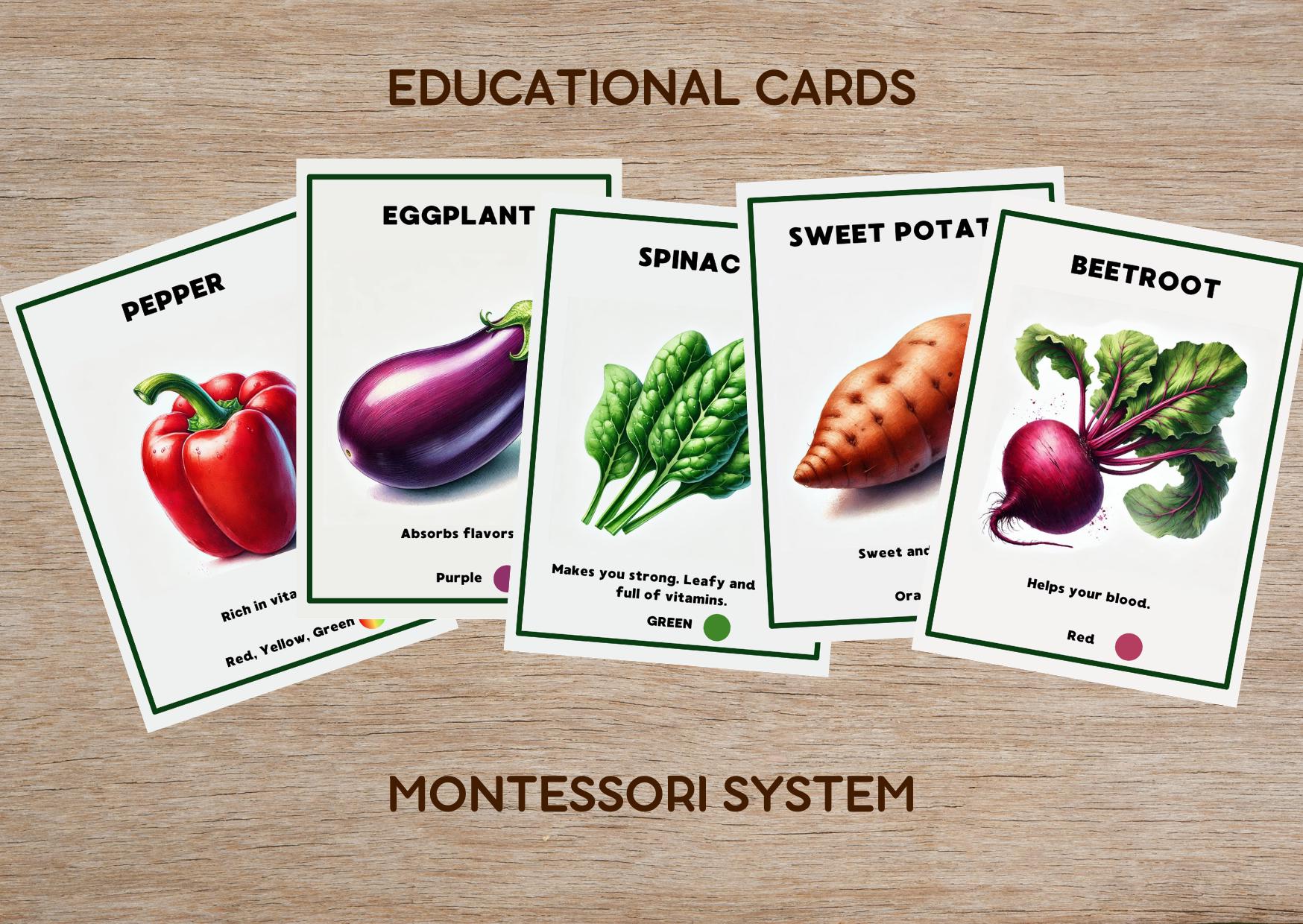 20 Vegetables Cards | Montessori Flashcards | Pre-school Cards ...