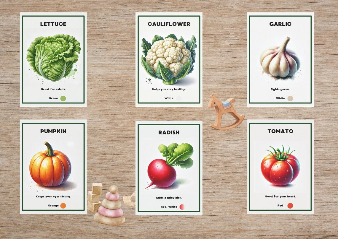 20 Vegetables Cards | Montessori Flashcards | Pre-school Cards ...
