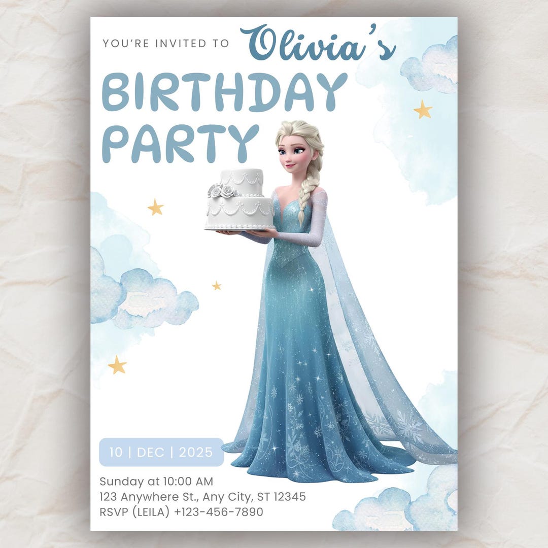 Ice Princess Birthday Invitation Canva Template | Editable Winter Party ...