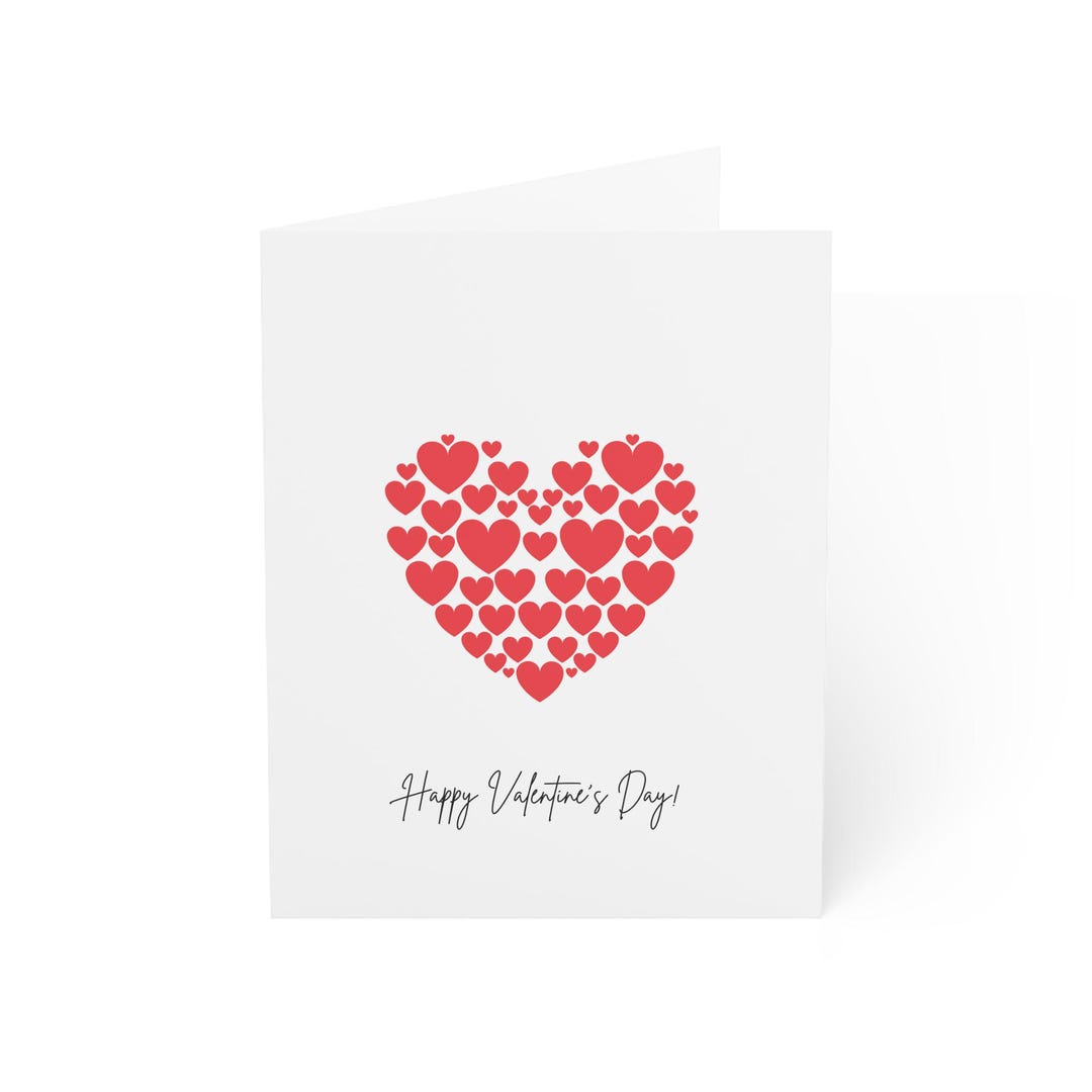 Red Heart Cluster Happy Valentine's Day Greeting Card - Etsy