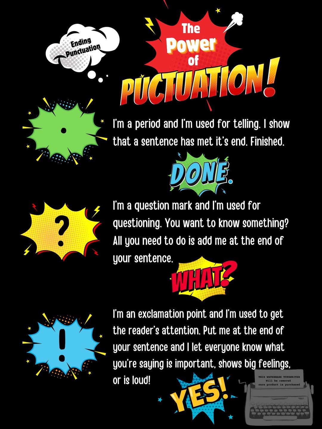 Powerful Punctuation Anchor Chart, Punctuation Anchor Chart, Ending ...