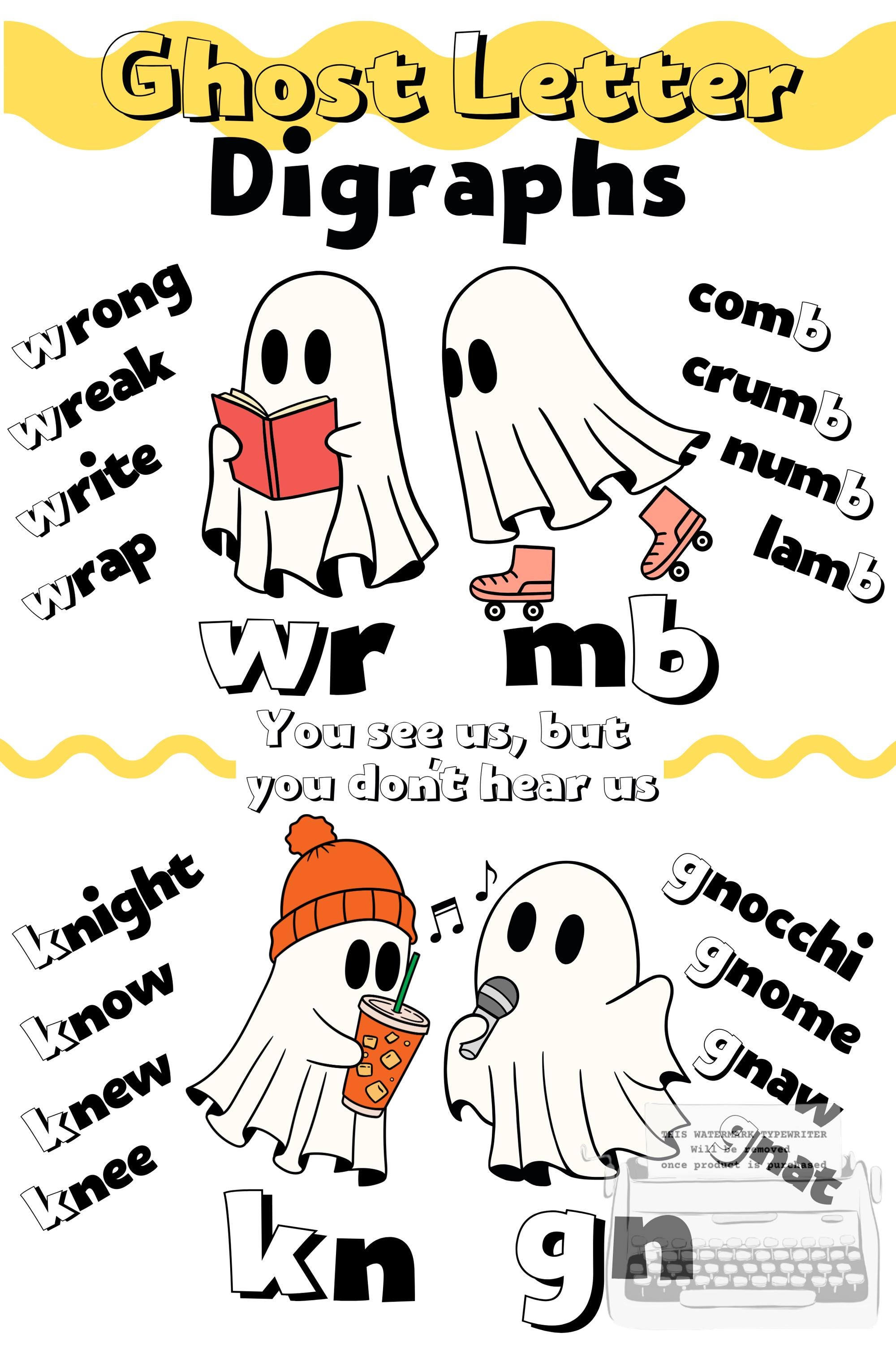 INSTANT DOWNLOAD Ghost Letter Anchor Chart, Silent Letter Digraphs ...