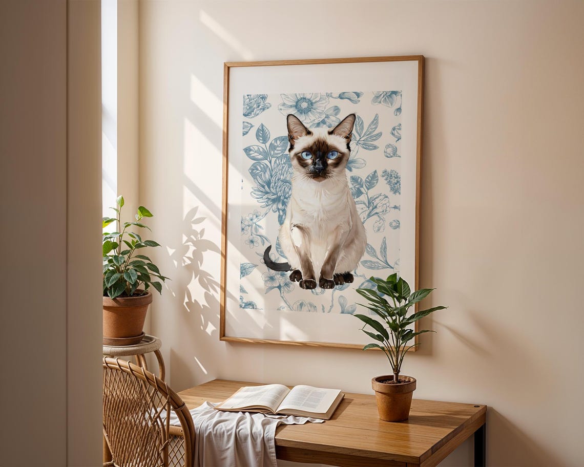 Vintage Siamese Cat Print | Aesthetic Wall Print Poster Decor | Vintage ...