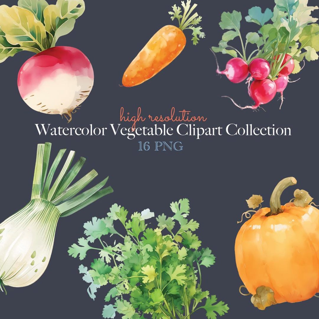 Cute Vegetables Watercolor Clipart Collection | Digital Download ...