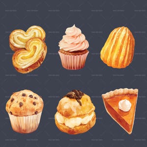 Delicious Pastry Desserts Watercolor Clipart Collection | Digital ...