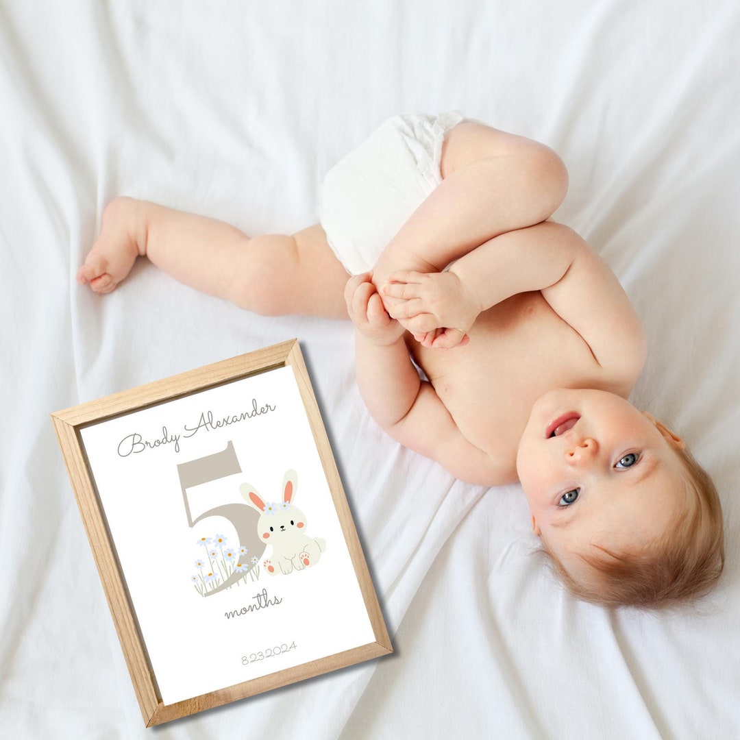 Custom Baby Milestone Cards With Baby Animals and Floral Design ...