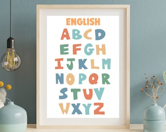 English Alphabet Printable Poster, English Language Digital Print ...