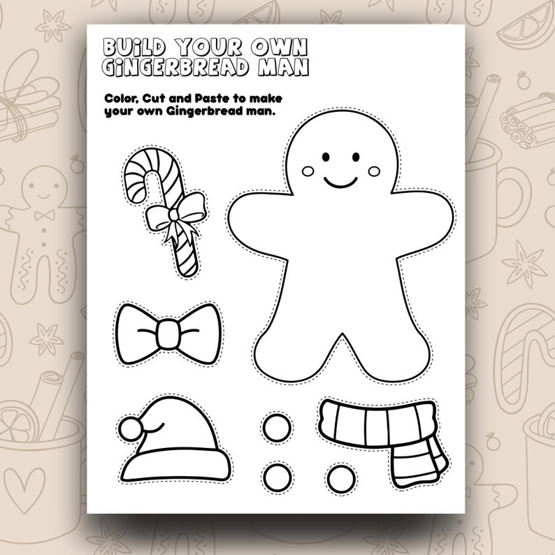 Gingerbread Man Craft Activity: Color, Cut & Paste (ready-to-print PDF ...