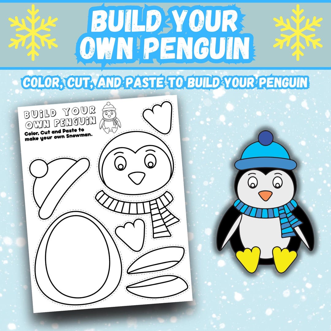 Penguin Craft Activity: Color, Cut, and Paste (ready-to-print PDF) - Etsy