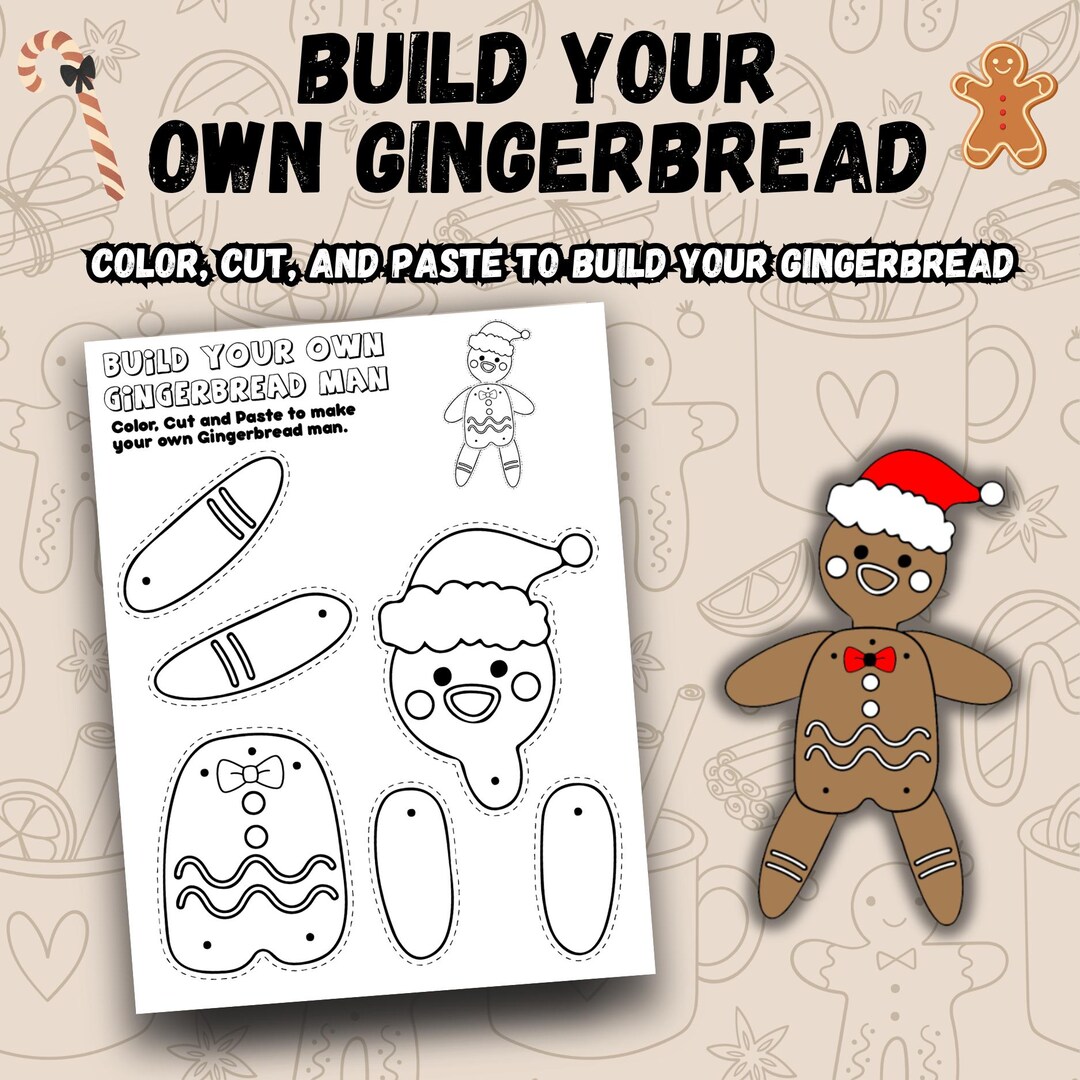 Gingerbread Man Craft Activity: Color, Cut, Paste (ready to Print PDF ...