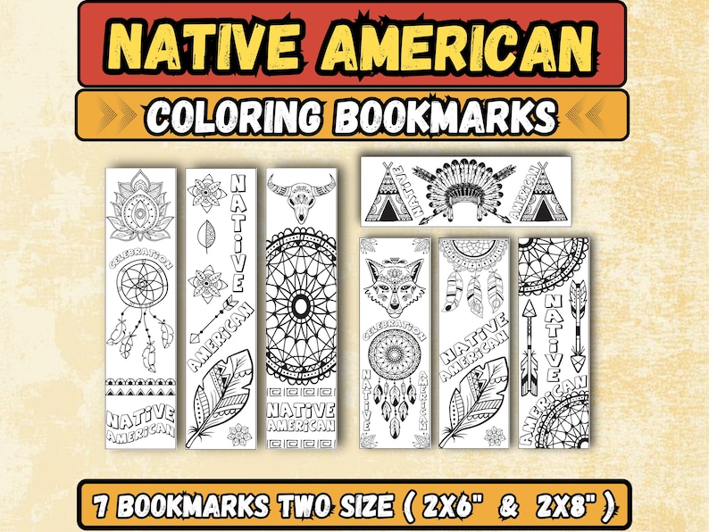 Native American Coloring Bookmarks: Heritage Month Activity (PDF) - Etsy