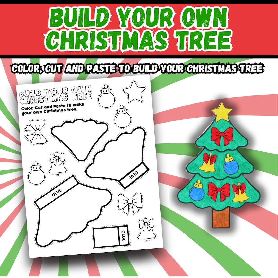 Christmas Tree Craft Activity: Color, Cut & Paste (ready to Print PDF ...