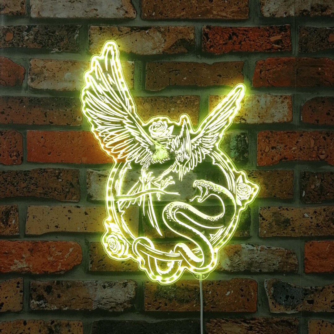 Songbird and Snake Neon RGB Night Light Sign, Rebellion Mockingjay Wall ...