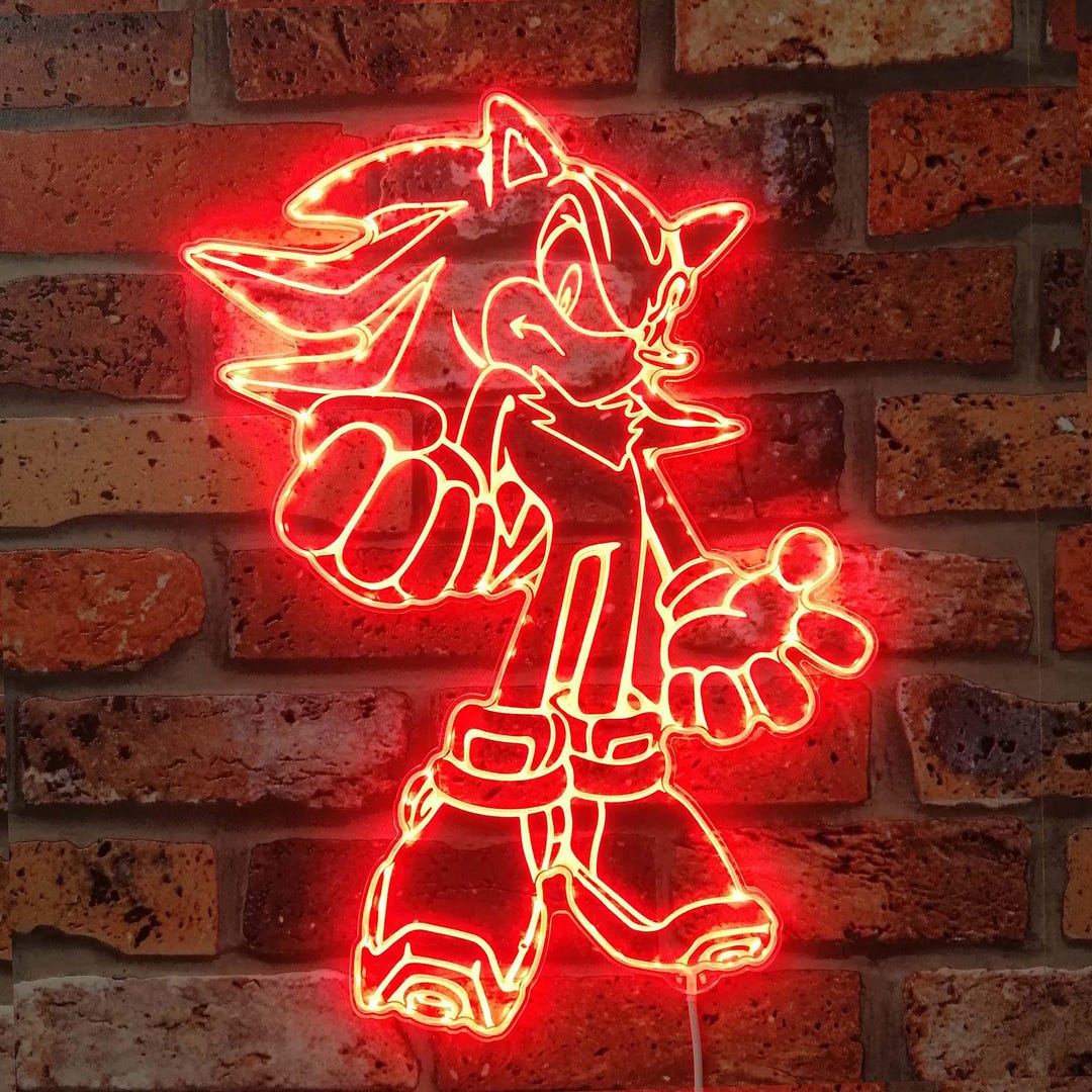 Shadow the Hedgehog Sonic 3D Style Night Light LED Sign, Video Game ...