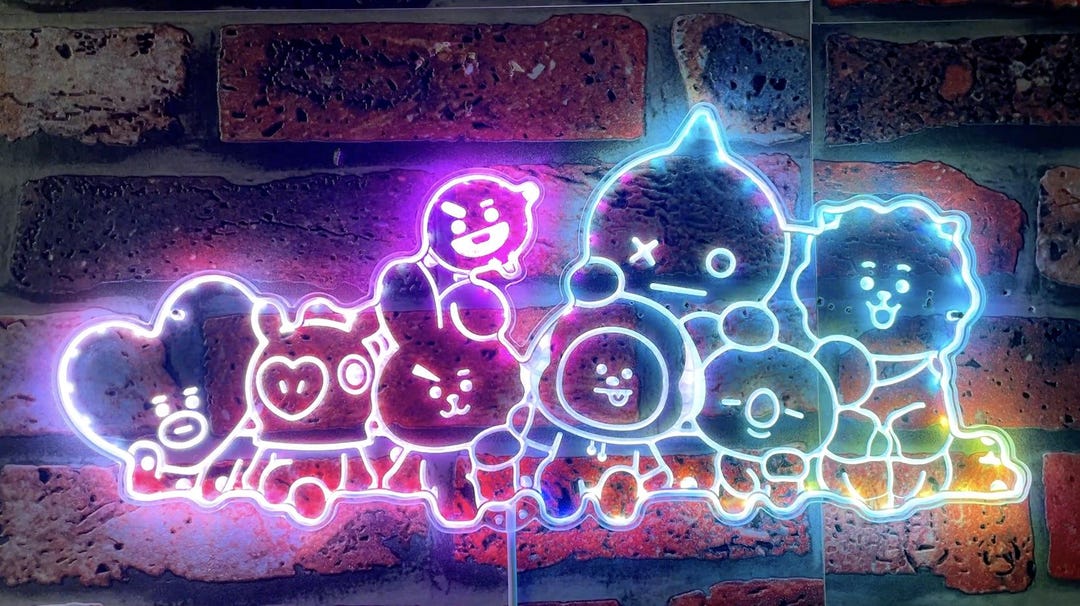 Bts Kpop 3D Style Night Light Neon LED Sign, Christmas Gifts, Party ...