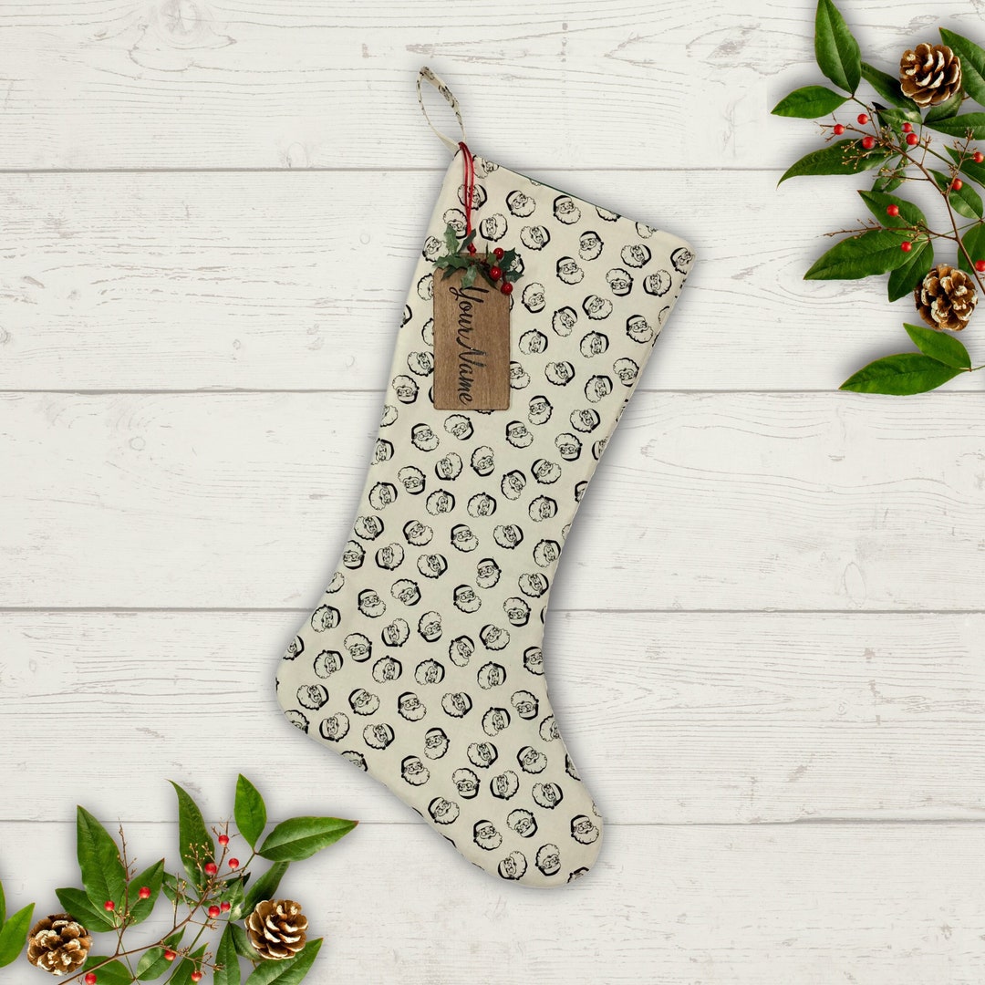 Santa Retro Christmas Stocking Personalized With Name Large - Etsy
