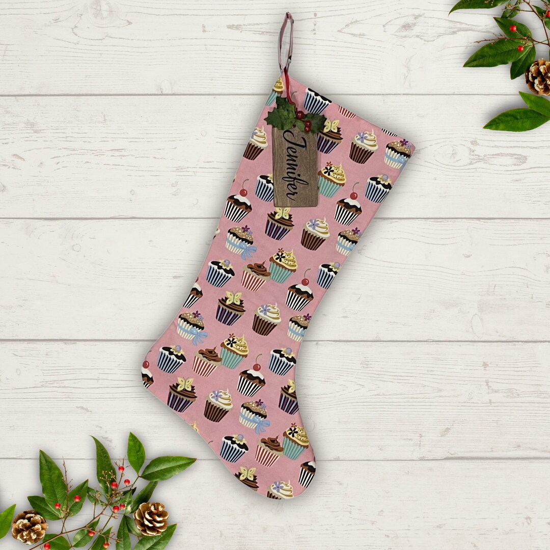 Pink Cupcake Christmas Stocking Personalized Gift Under 50 Stocking ...