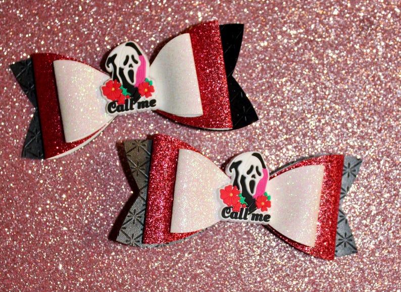 Ghostface Hair Bow Horror Hair Clip Scream Hair Piece Scary Barrette ...