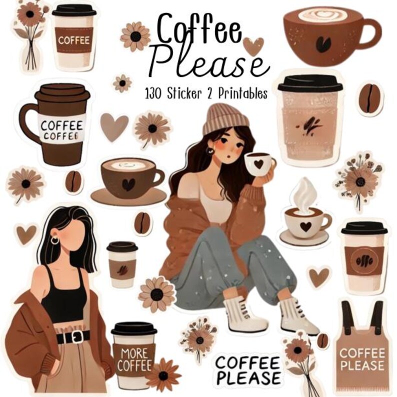 Coffee Please - Digital Sticker Pack for Goodnotes, Planner, Printable ...