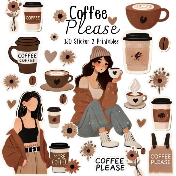 Coffee Please - Digital Sticker Pack for Goodnotes, Planner, Printable ...
