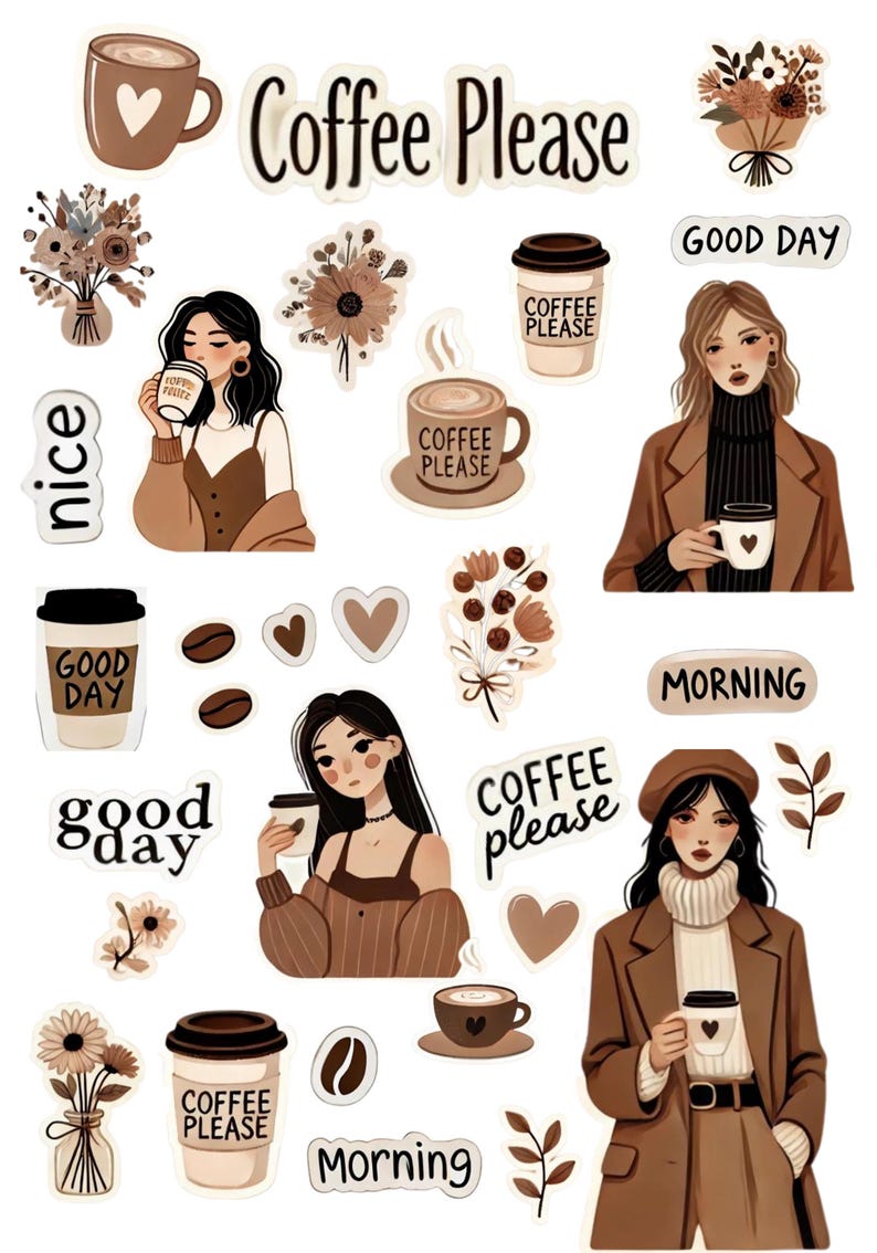 Coffee Please - Digital Sticker Pack for Goodnotes, Planner, Printable ...