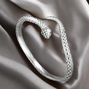 925 Sterling Silver Snake Bracelet - Serpent Cuff Bracelet for Women ...