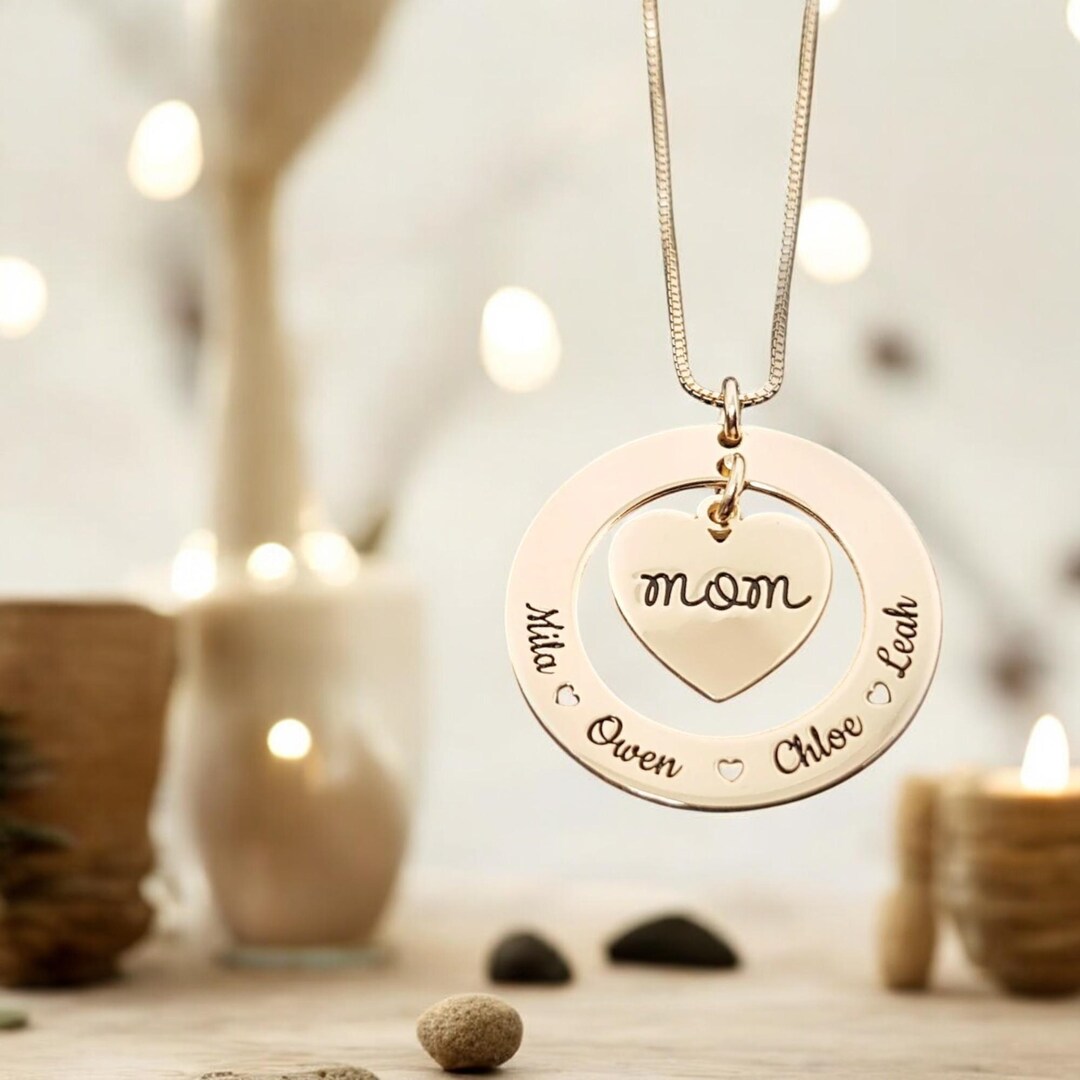 Personalized MOM Necklace With Kids' Names, Custom Mother Pendant ...