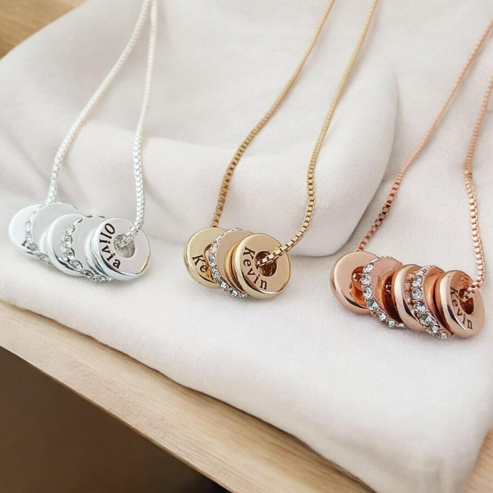 Personalized Engraved Beads Necklace • Custom Disc Candy Pendant ...