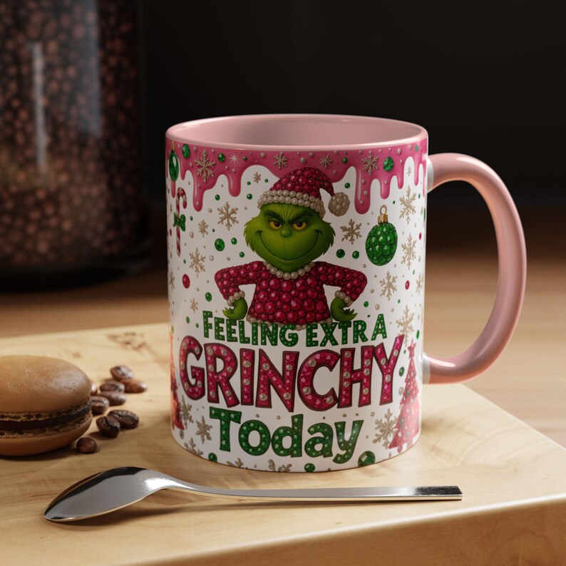 Funny Grinch Christmas Mug: Pink Drip Design - Etsy